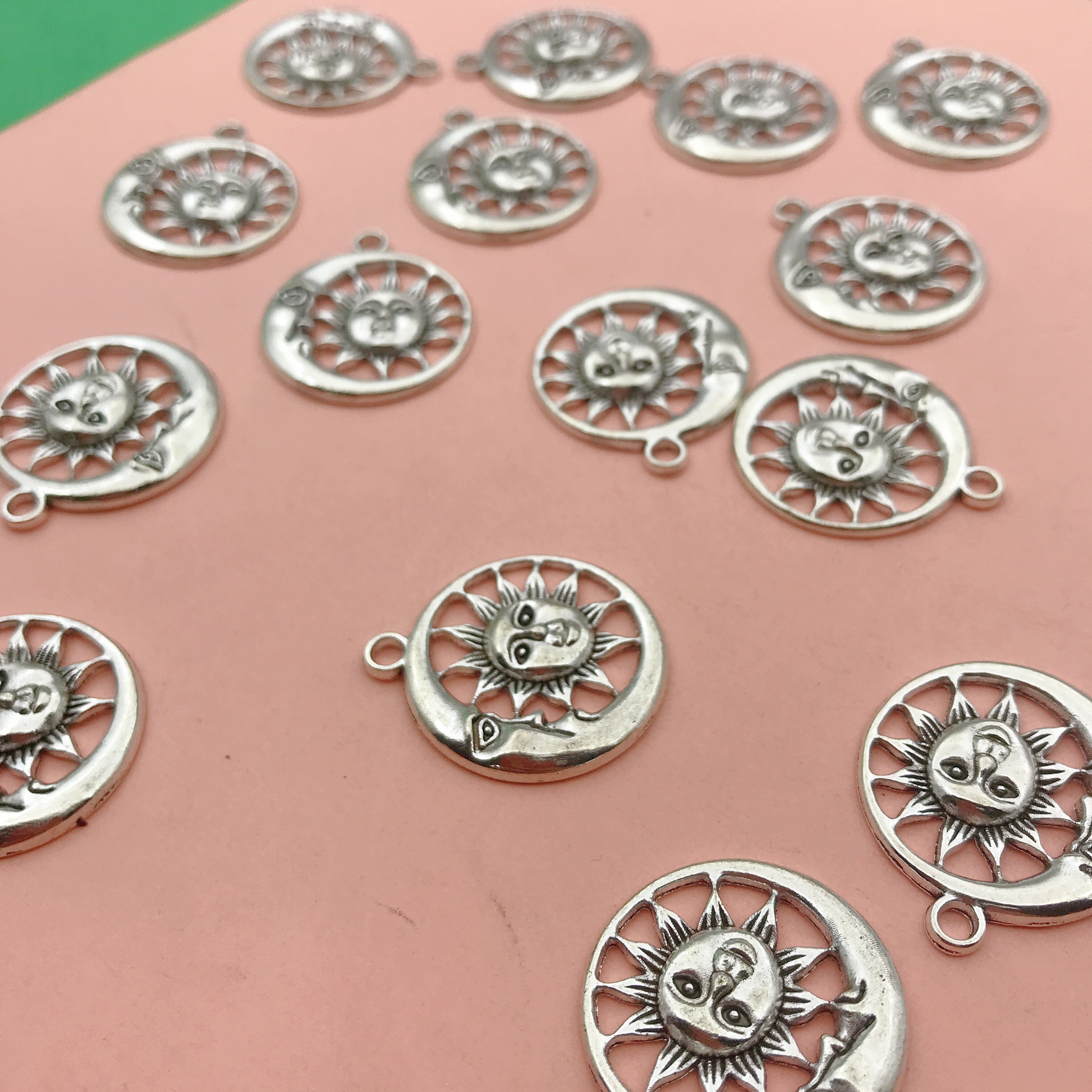 Hollow Round Moon Face Pendants Charms Diy Earrings - Temu Norway