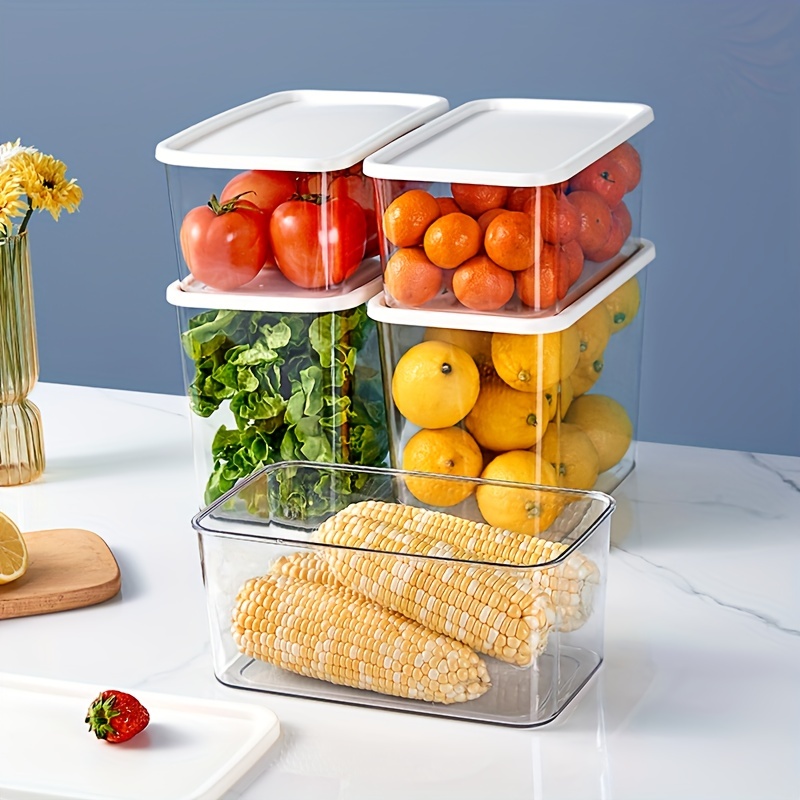 プラスチック製密封缶 穀物 スナック 冷蔵庫用の収納ボックス 蓋付き 防塵性のある正方形のスナック密封ボックス これらの Temu Japan