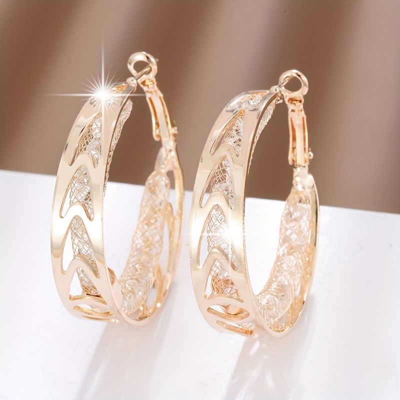 Creative Arrow Pattern Design Hoop Earrings Copper Jewelry - Temu ...
