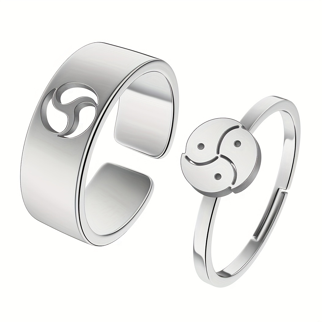 Men's Stainless Steel Ring Jewelry, Open Adjustable Finger Rings ...