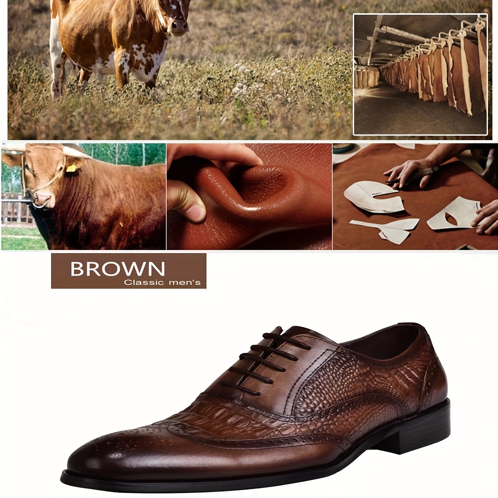 Mens Wingtip Brogue Toe Oxford Shoes Lace Up Front Dress Shoes For Men ...