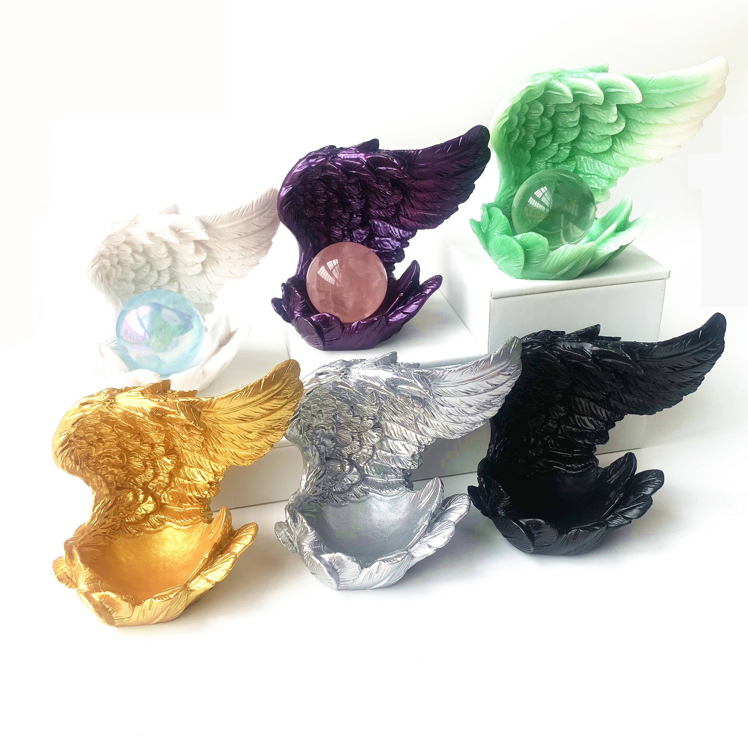 Angel Wings Resin Base Stand Ornaments - Temu