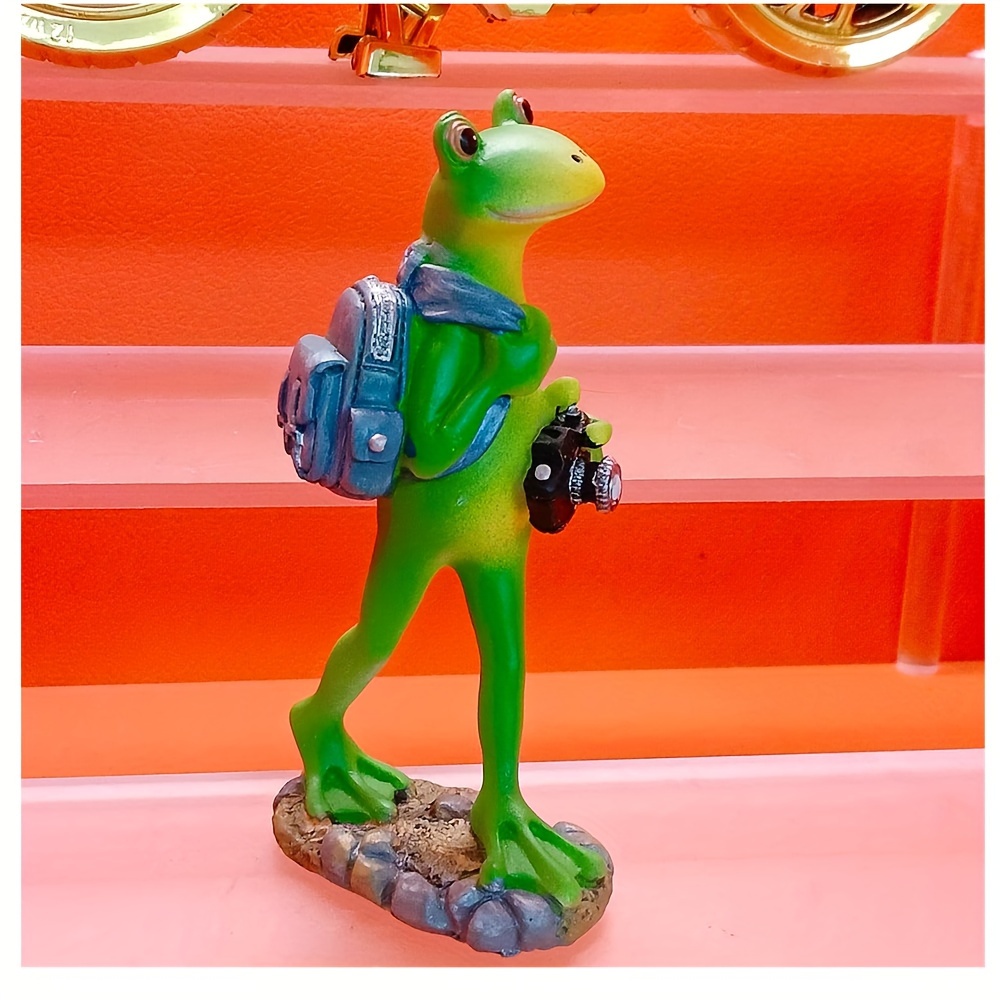 Mini Traveling Frog Statue Garden Decor Miniature Funny - Temu Australia