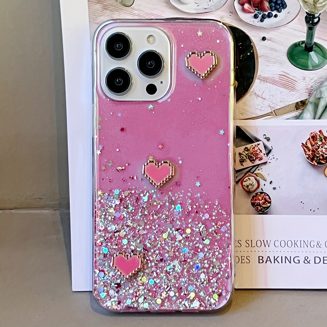 Glitter Heart Graphic Phone Case Iphone/android/samsung - Temu United ...