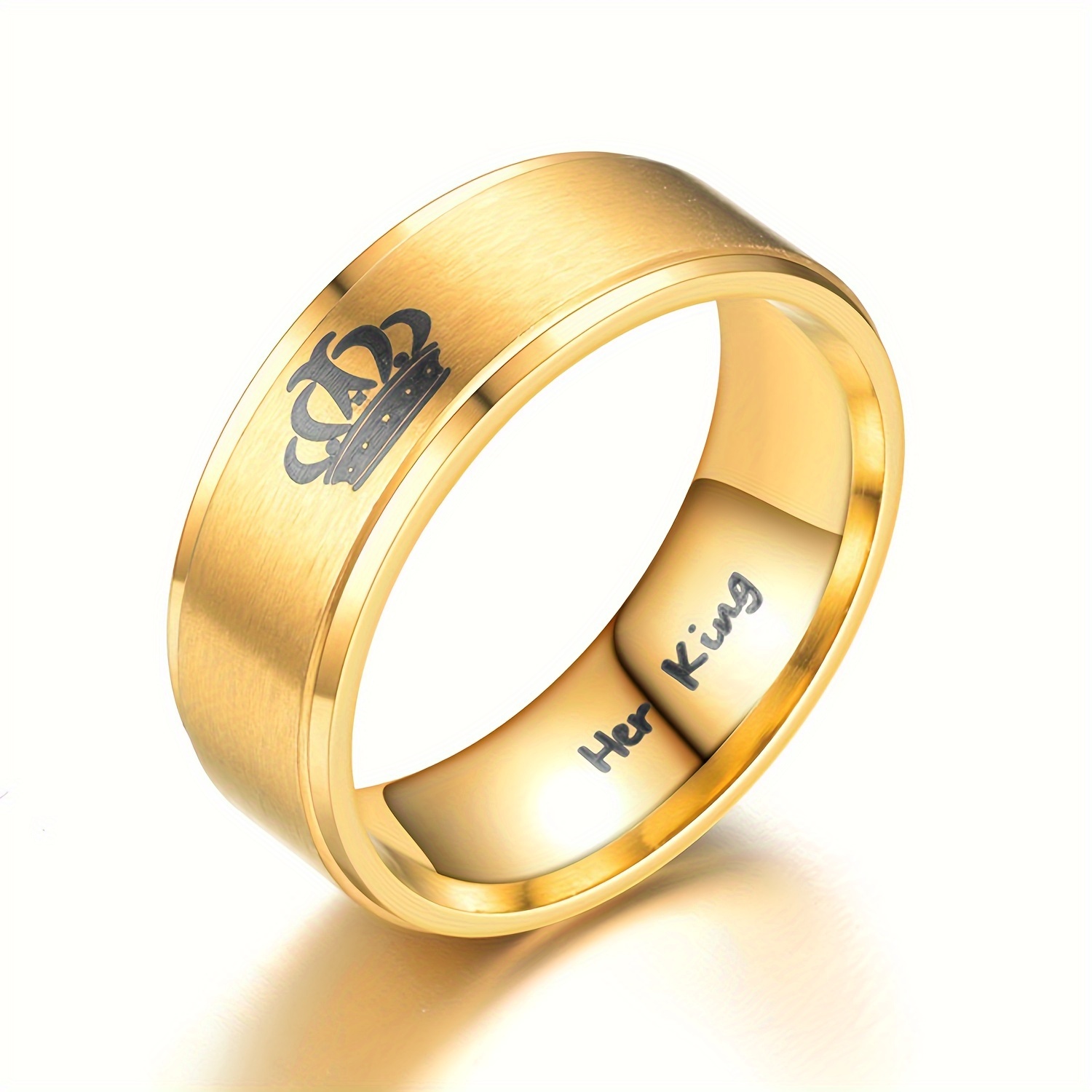 Crown Stainless Steel Golden Couple Ring Engagement Wedding - Temu Ireland