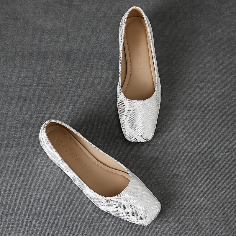 Womens Snakeskin Pattern Pumps Shallow Mouth Slip Casual - Temu United ...