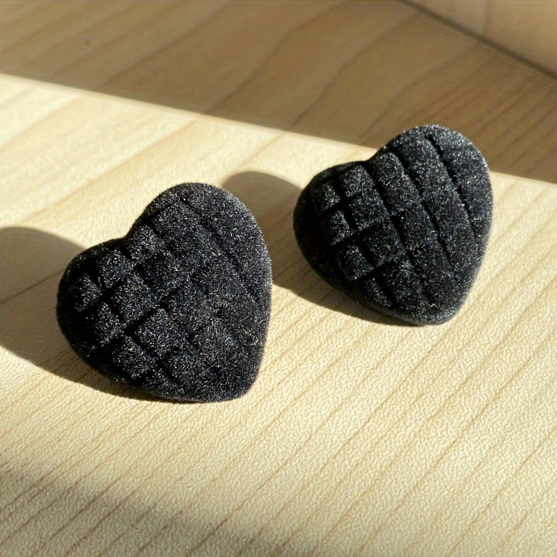 Unique Flocking Heart Round Bow Design Stud Earrings Elegant - Temu ...