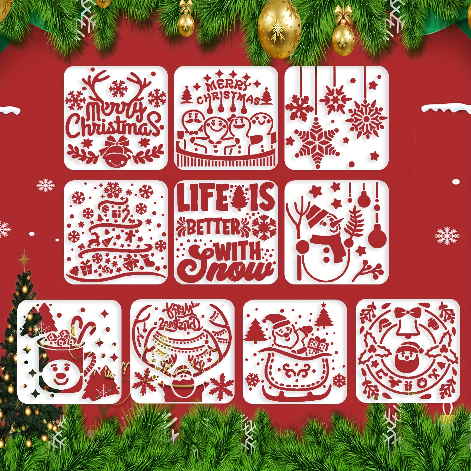 New Christmas Painting Decoration Themes Hollowed Color - Temu United