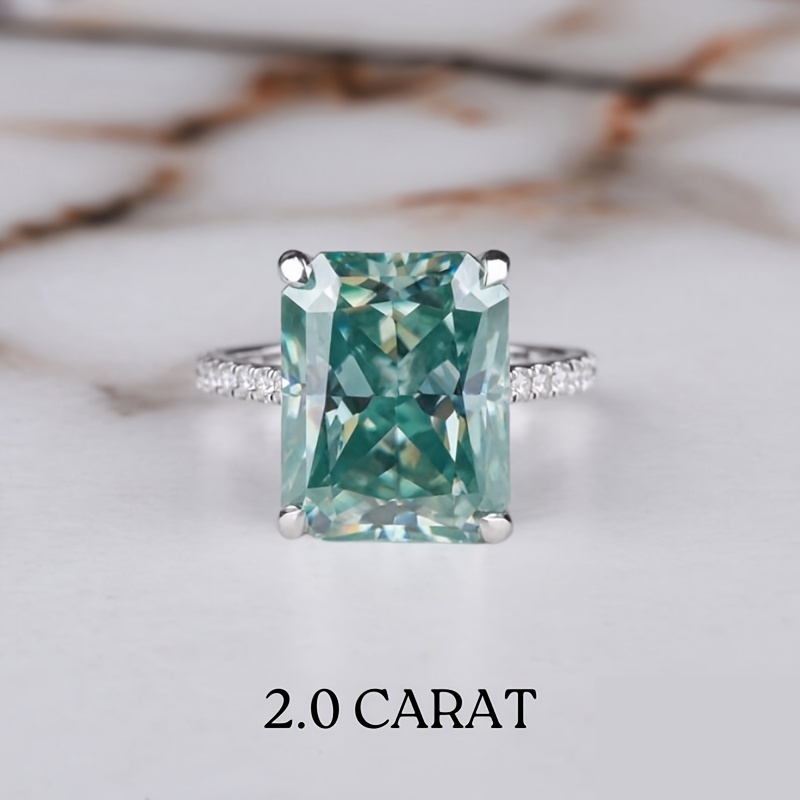 1 Ct Blue green Radiant Cut Moissanite 925 Sterling Silver - Temu ...