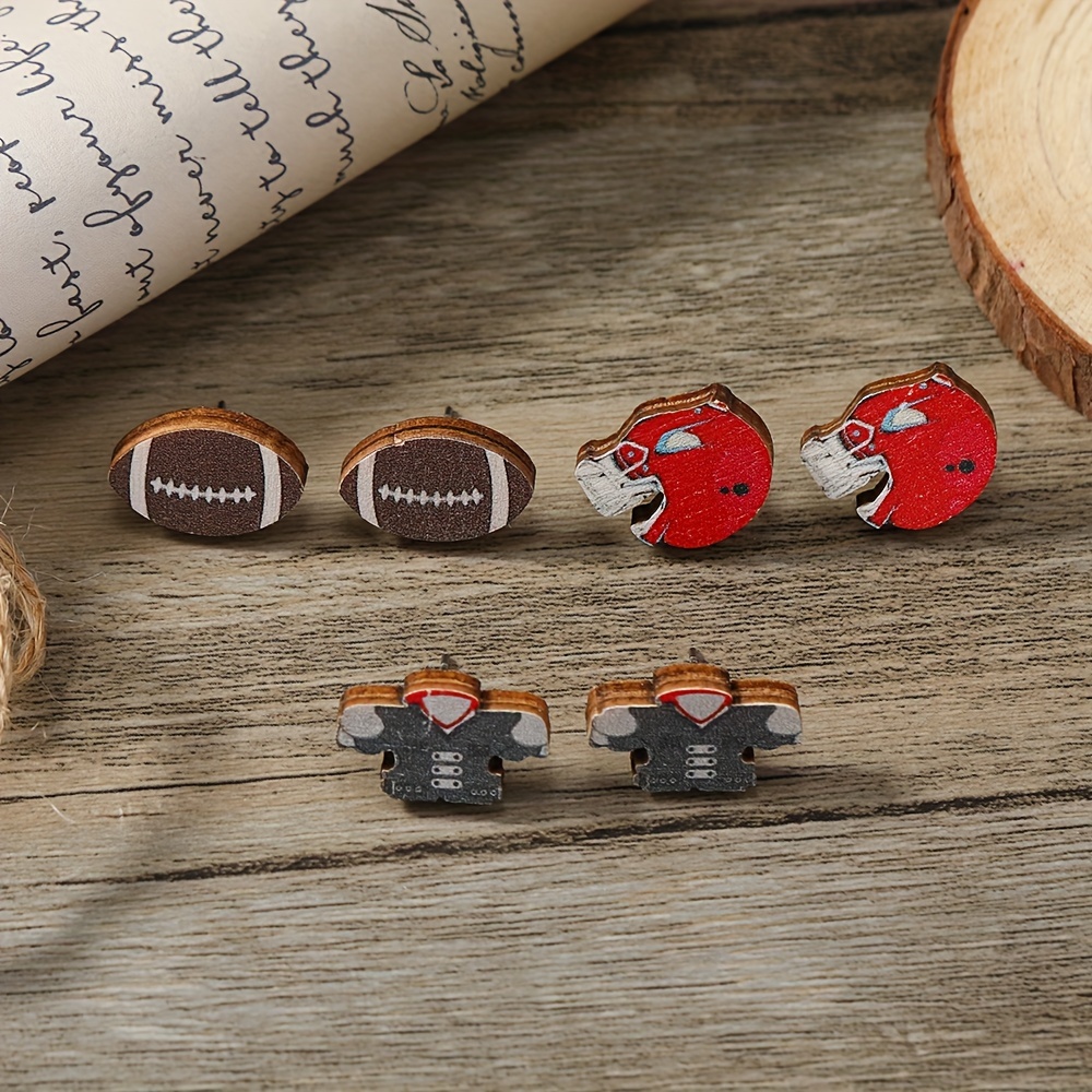 New Creative Rugby Pattern Stud Earrings Rugby Hat Sports - Temu Canada