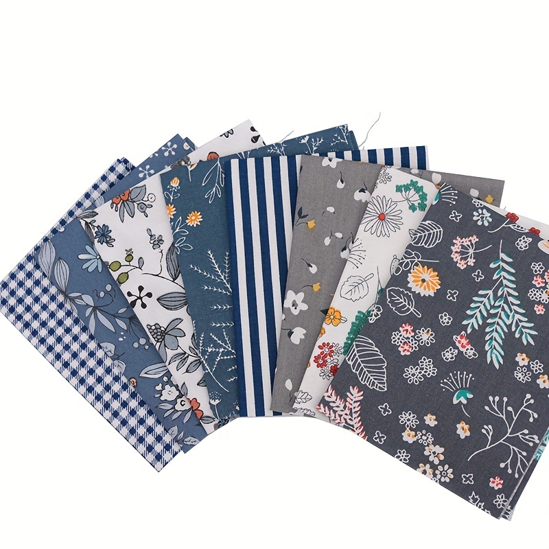 8 Stuks Grijs En Blauw Serie Gedrukte Stof Doek - Temu Belgium