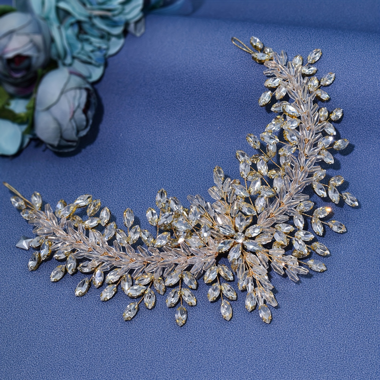 Baroque Style Headwear Shiny Rhinestone Leaf Shaped Crown - Temu United ...