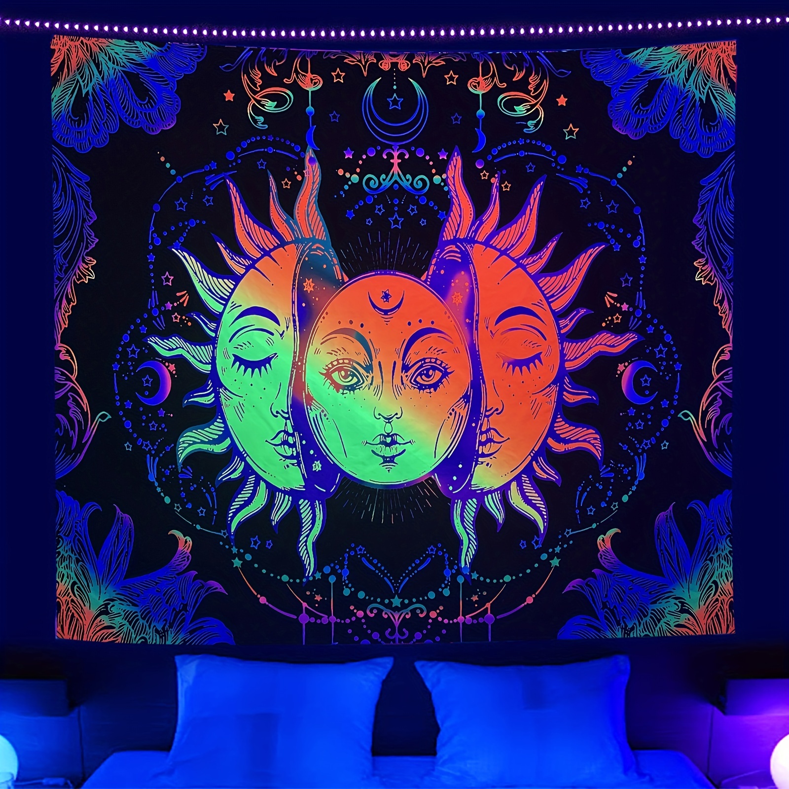 1pc Wall Tapestry Aesthetic Faces Tapestry Uv Light Luminous - Temu ...
