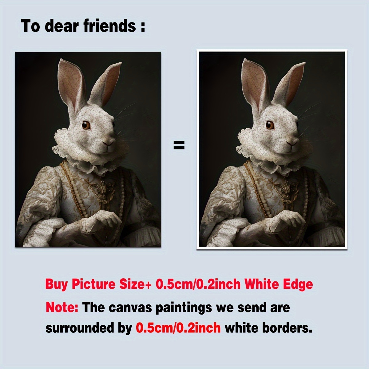 Home Decor Vintage Lady Rabbit Portrait Print Animal Picture - Temu