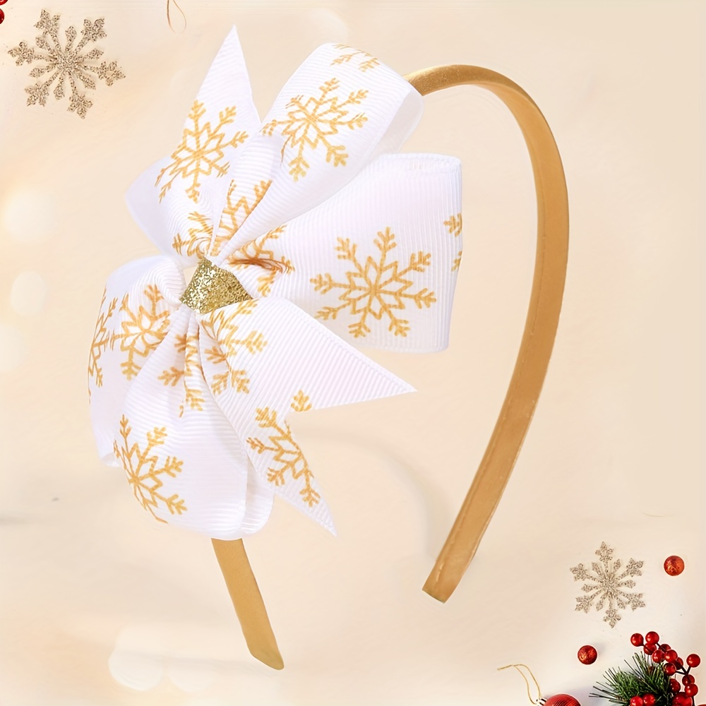 1pc Baby Girls Christmas Headband Christmas Tree Snowflake Bows ...