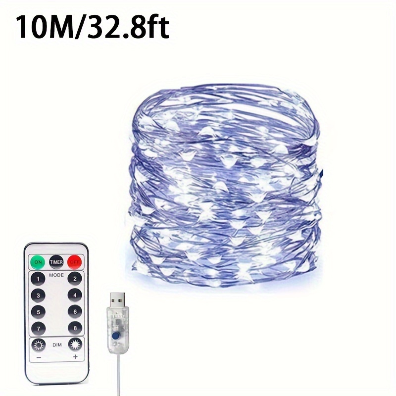 Led String Lights Usb Powered Remote Silver Wire 8 Modes Led - Temu Ireland