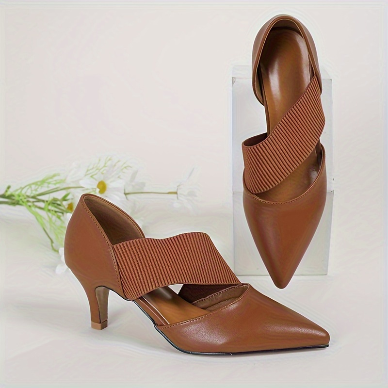 Women's D'orsay High Heels Pointed Toe Elastic Band Slip - Temu Australia