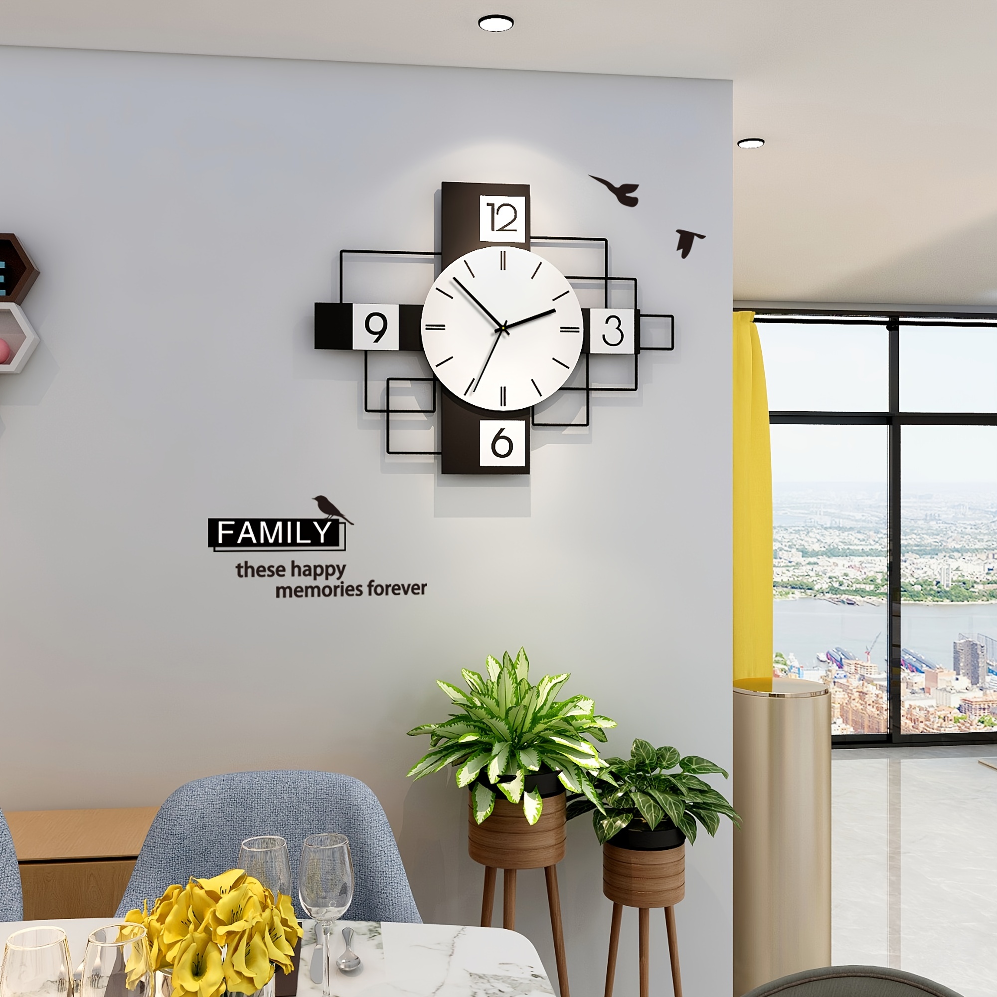 1pc Modern Large Wall Clock, Decorative Black Wall Clock, Battery ...