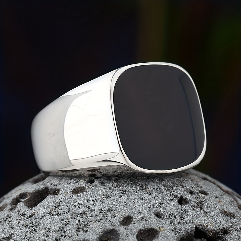 New Stainless Steel Square Geometric Ring Polished Ring - Temu United ...