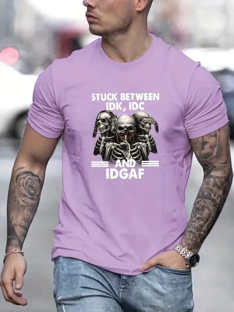 Skulls Letter Print Short Sleeve T Shirts Men Plus Size Temu Canada
