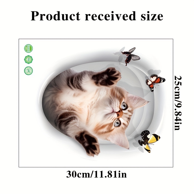 1pc Cartoon Three Dimensional Cat Puppy Toilet Sticker - Temu United ...