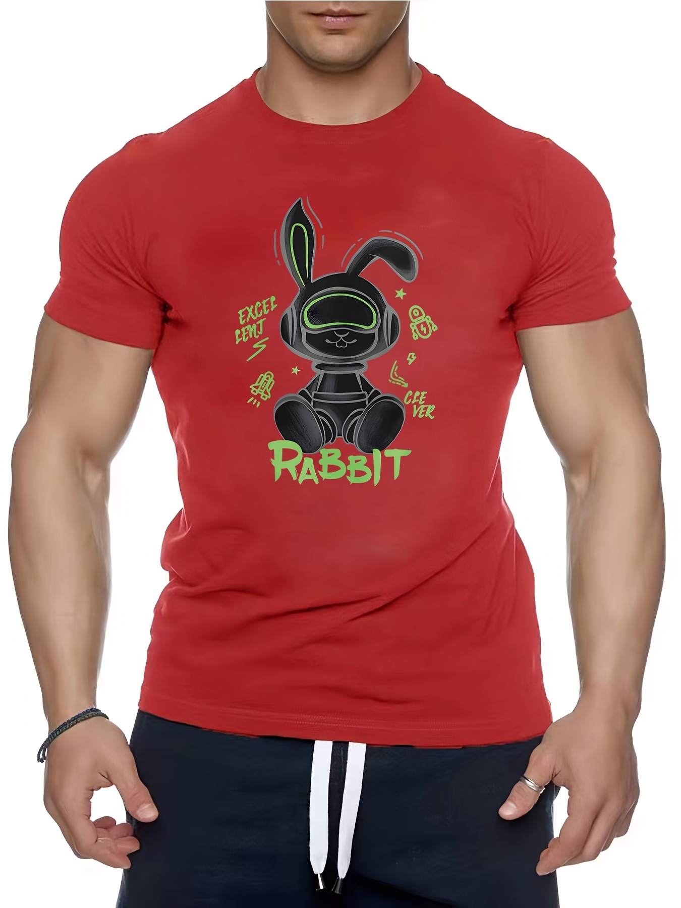 Cartoon Rabbit Pattern T shirt Men's Casual Street Style - Temu Ireland