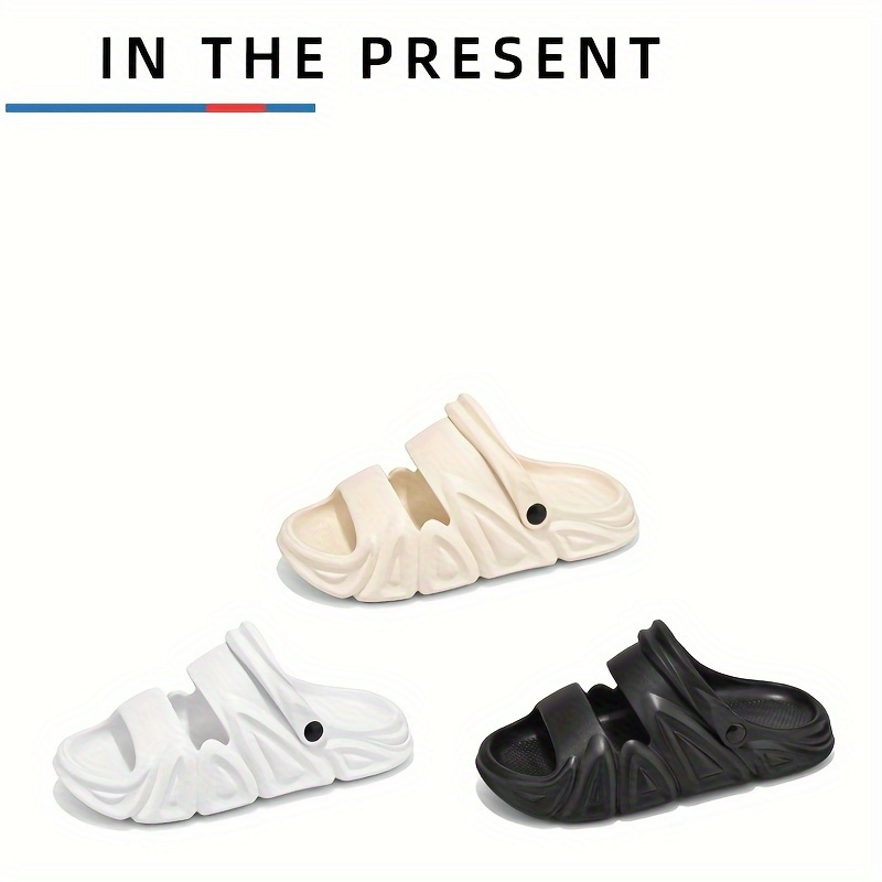 Eva Slide Shoes Trendy Solid Color Open Toe Slip Wear - Temu New Zealand