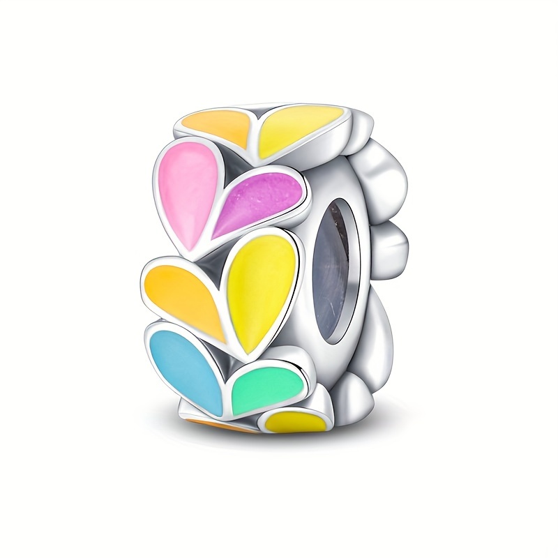 Silver Plated Beads Colorful Heart Heart Luminous Pendant - Temu United ...