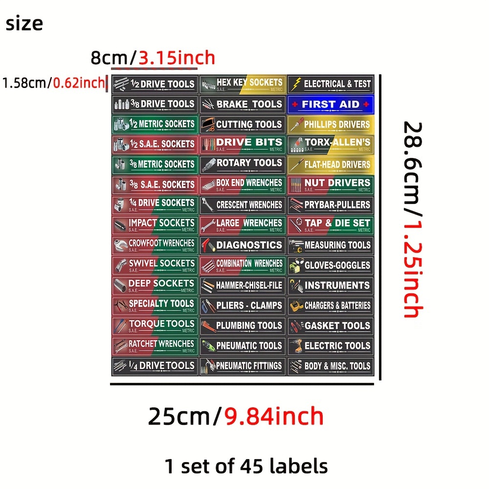 Tool Box Organization Stickers Labels Suitable Brands Steel - Temu