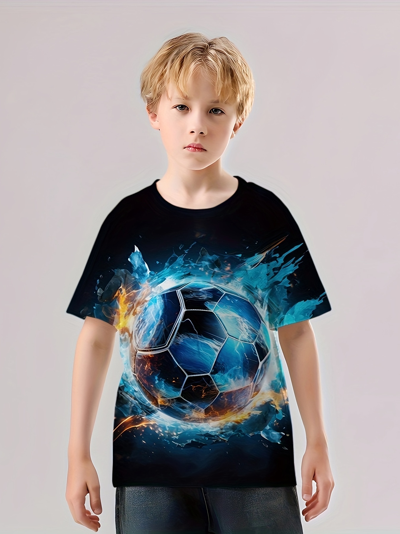 trendy blue football 3d print boys meaningful t shirt cool - Temu ...