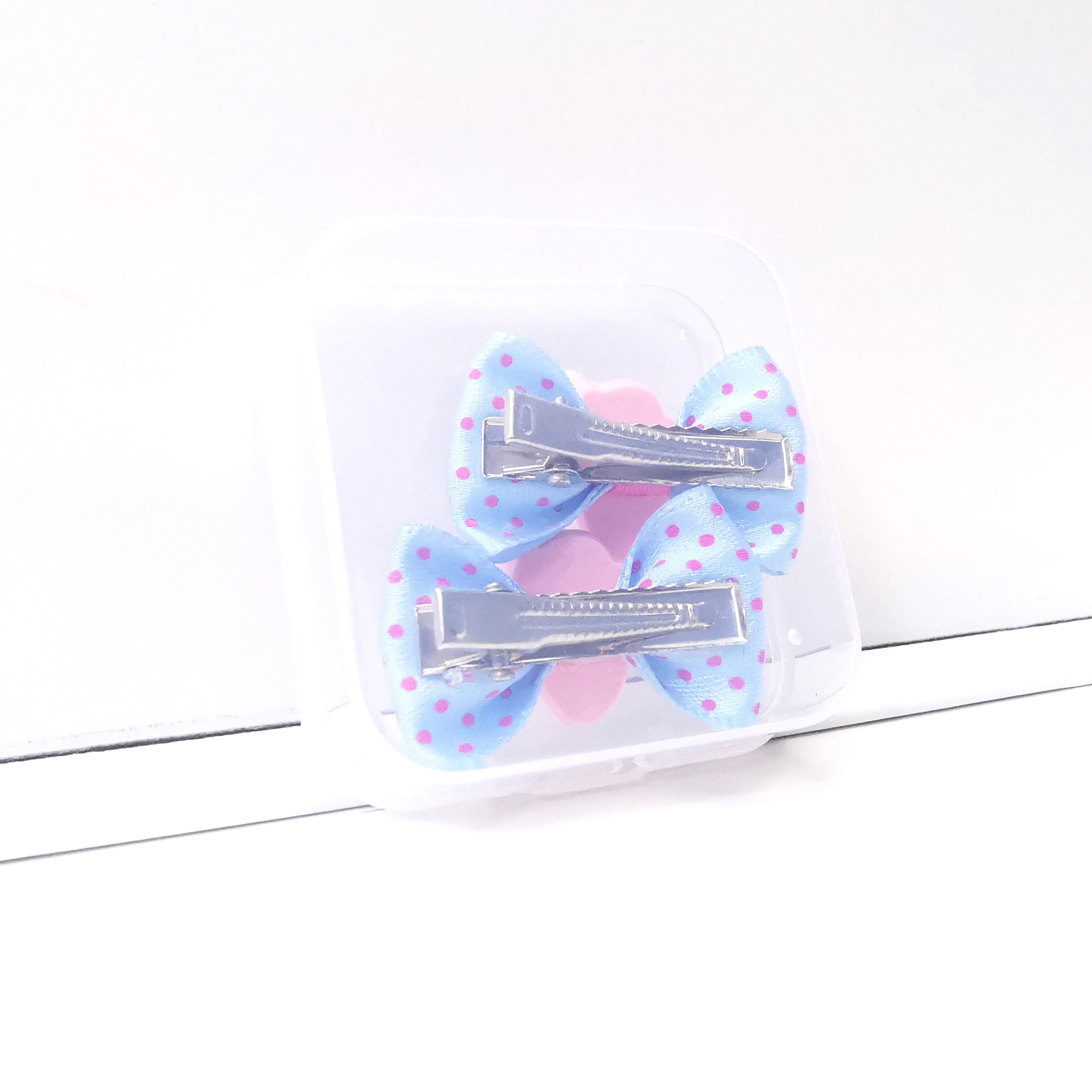 2pcs pet bow hair clips with storage box dog hairpins makeup beauty ...