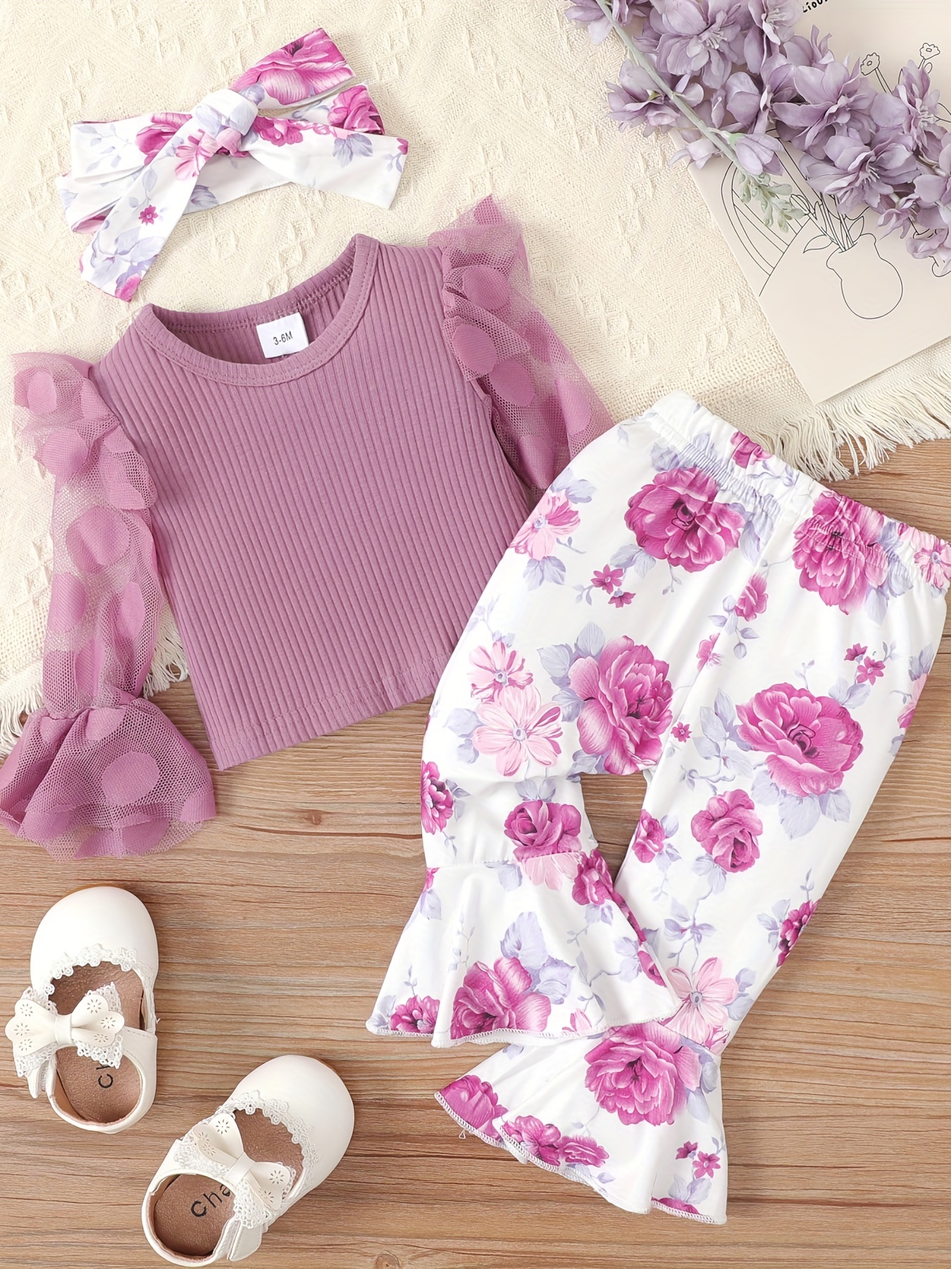 Sweet Stylish Girls Outfit Flared Mesh Long Sleeve Top - Temu Australia