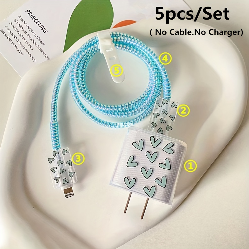 5pcs Set For Iphone 20w 18w Wall Charger Protective Cover Data Cable ...