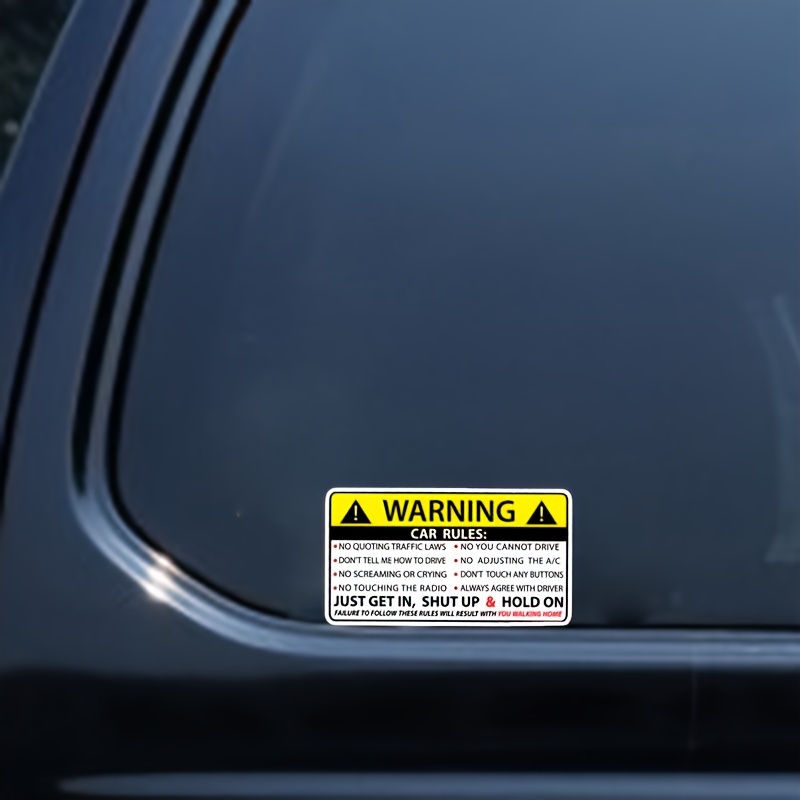 Vehicle Safety Warning Rules Sticker Decal Window Graphic - Temu