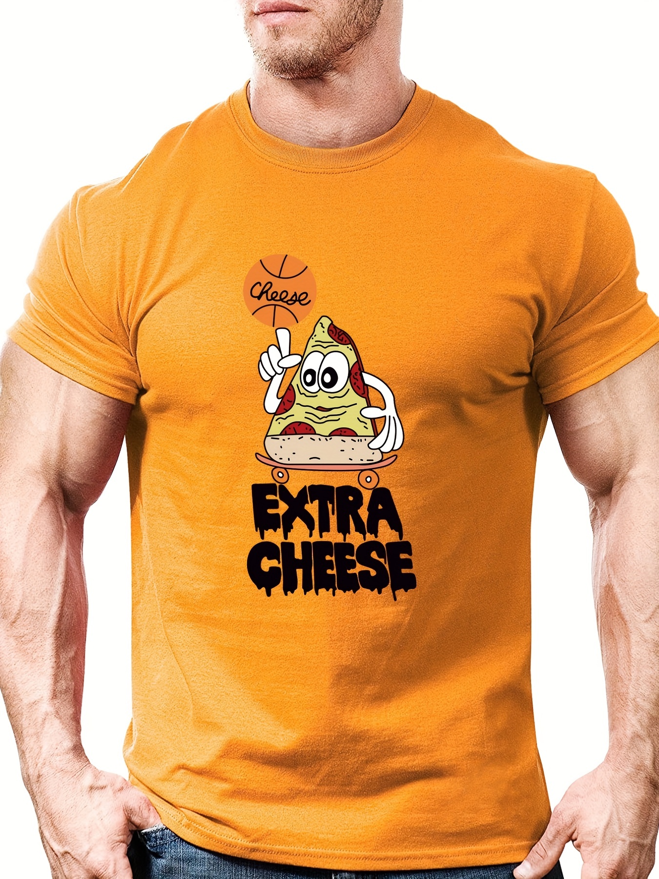 Pizza Extra Cheese Men's Casual Stretch Crew Neck - Temu Ireland