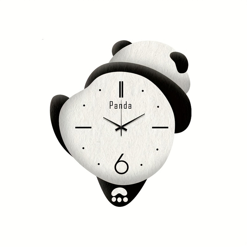 cute panda wall clock silent battery powered artistic decor - Temu ...