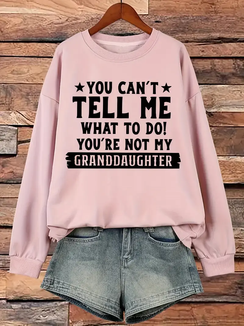 Letter Print Sweatshirt Plus Size Casual Long Sleeve Crew Temu New