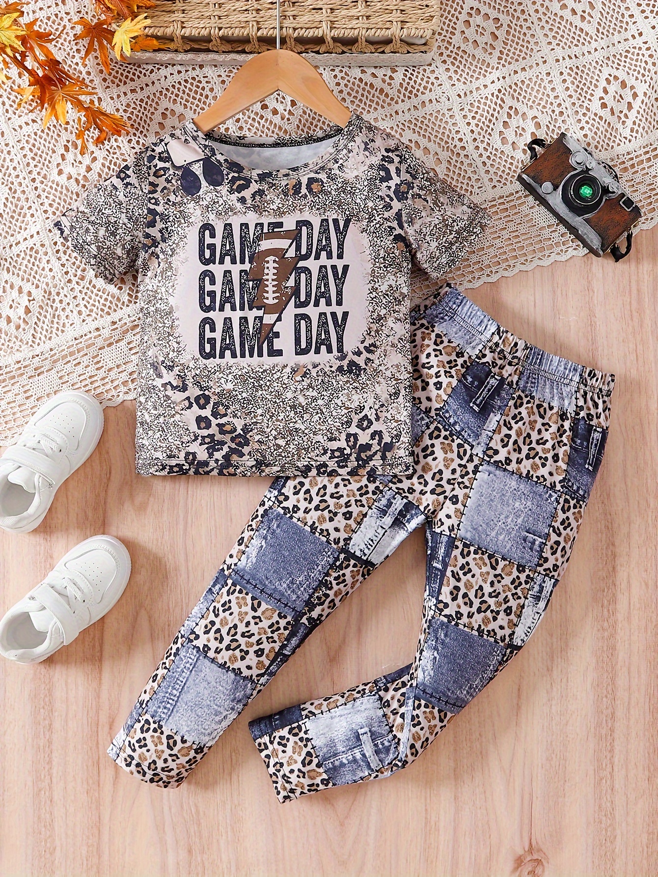 Girls Trendy Leopard Print Game Day Rugby Graphic Outfits - Temu Ireland