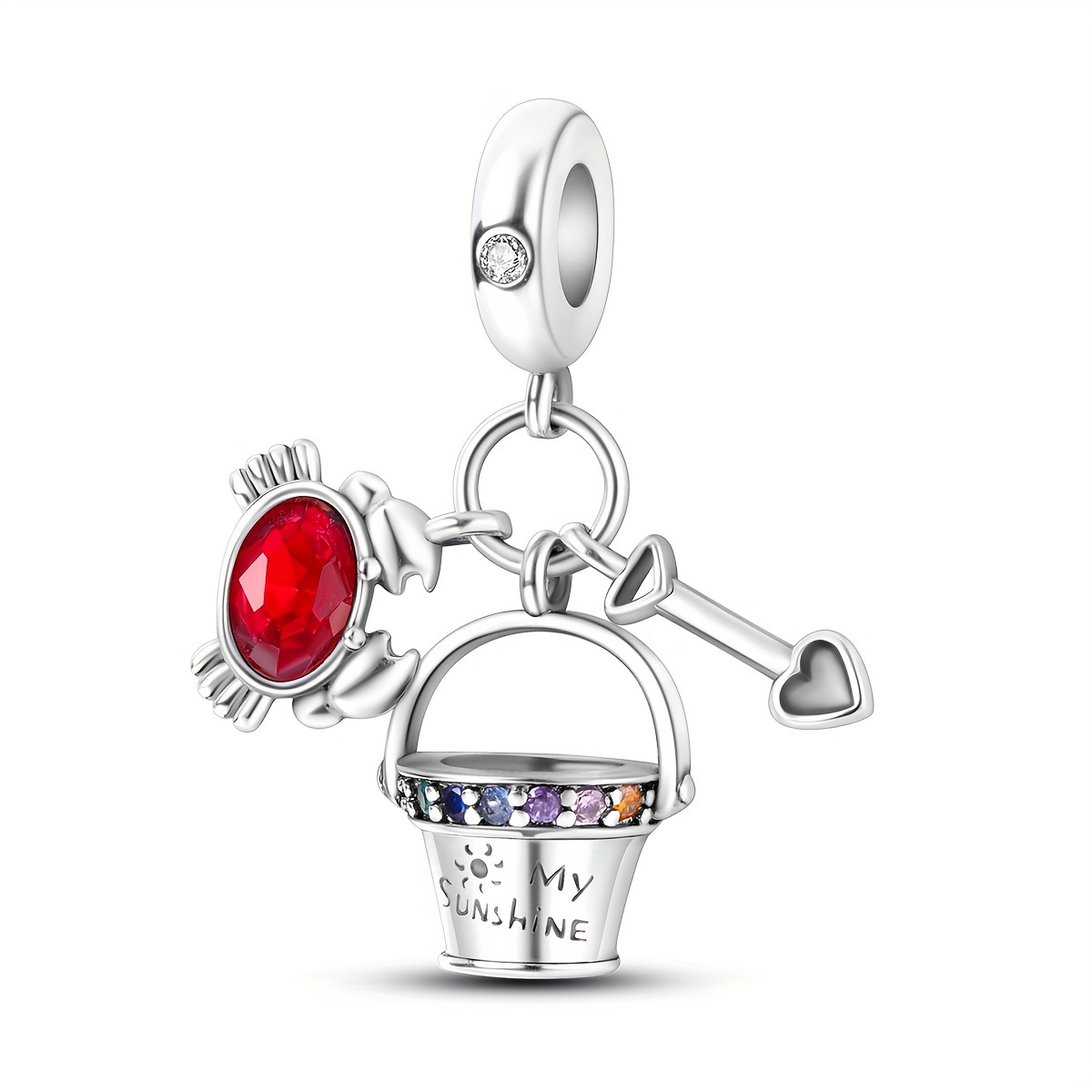925 Silver Plated Summer Fun Beach Inlaid Red Zircon Large - Temu ...
