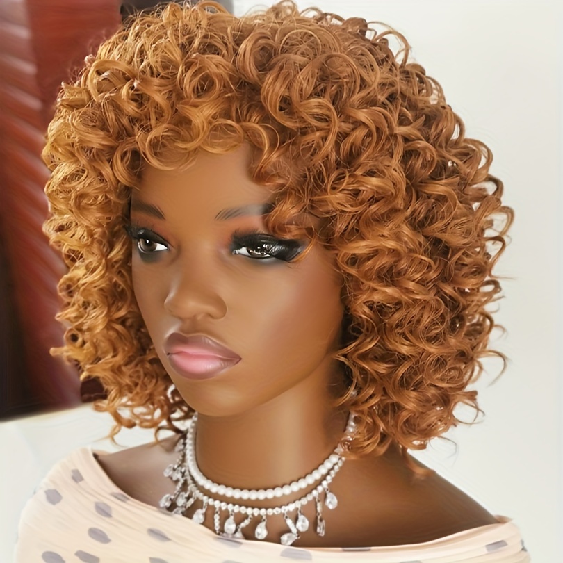 y Afro Wig Bangs Bouncy Kinky Synthetic Wig Women - Temu Ireland