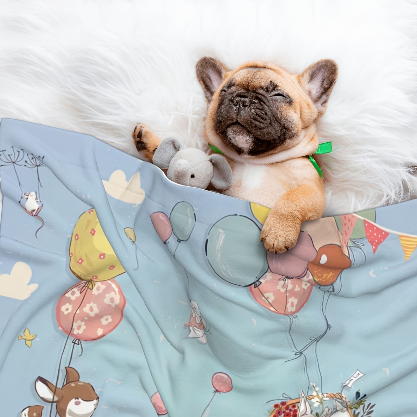 Cartoon Animal Printed Pet Blanket Autumn Winter Warm Dog - Temu United ...