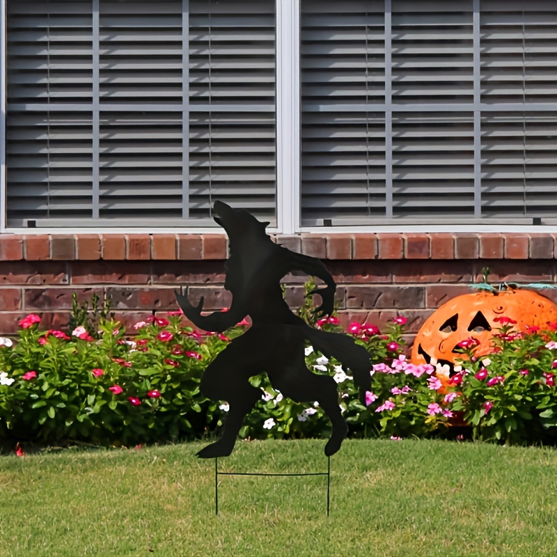 Black Metal Werewolf Silhouette Iron Decorations - Temu