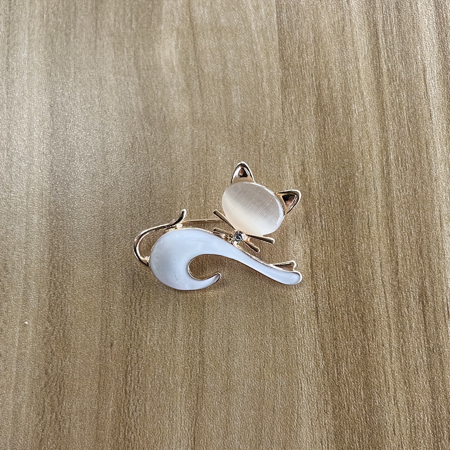 Cute Black White Cat Shape Alloy Brooch Animal Theme Clothings ...