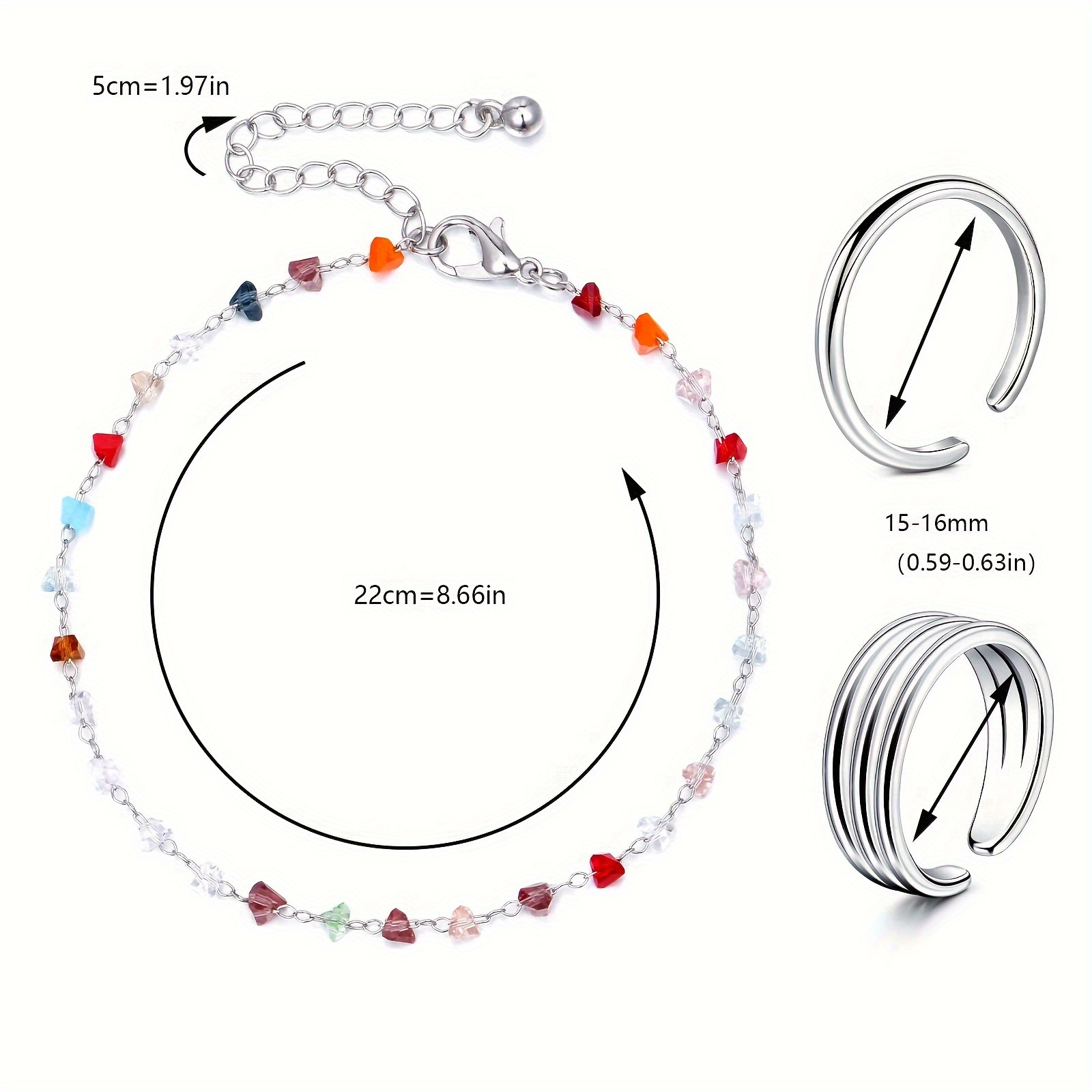 Stainless Steel Anklets Toe Rings Opening Adjustable Toe - Temu United ...