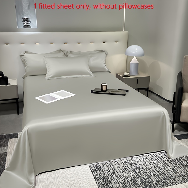 Plain Satin Flat Sheet Without Pillowcase Light Grey Soft Temu