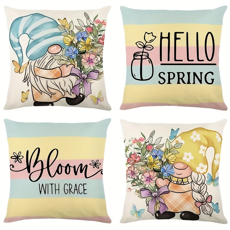 4pcs/set Ostern Square Leinen Kissenbezug (18"x18") Frohe - Temu Austria