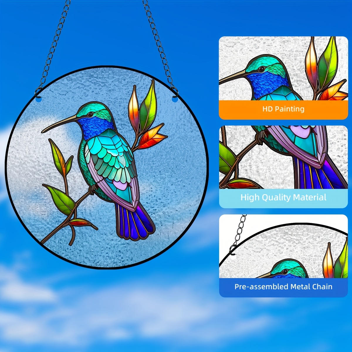 Glass Pattern Hummingbird Stained Window Hangings - Temu Australia