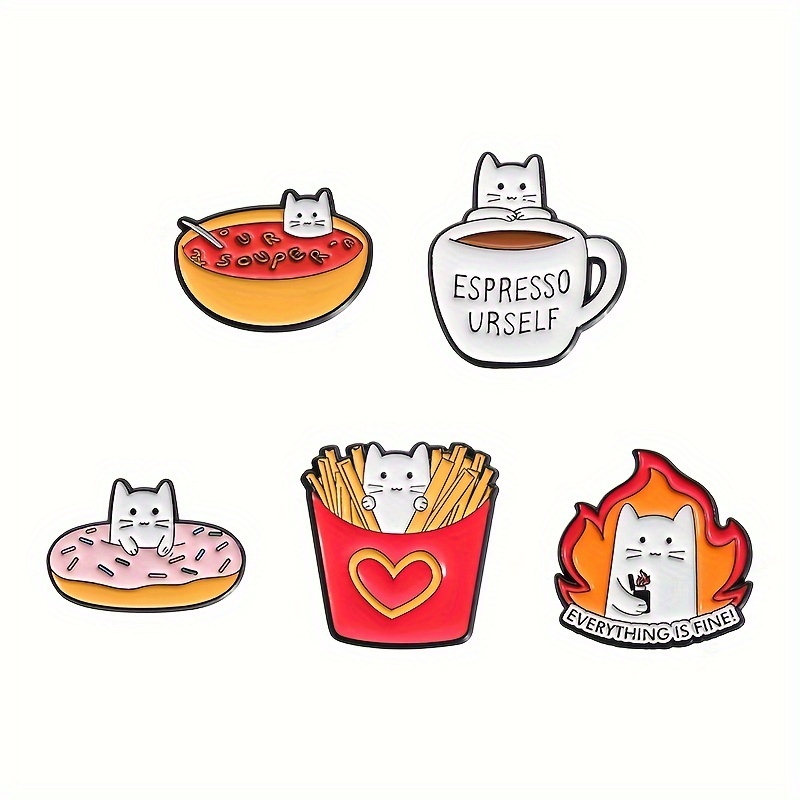 Everything Fine Enamel Pins Cute Cat Brooches Lapel Badges - Temu ...