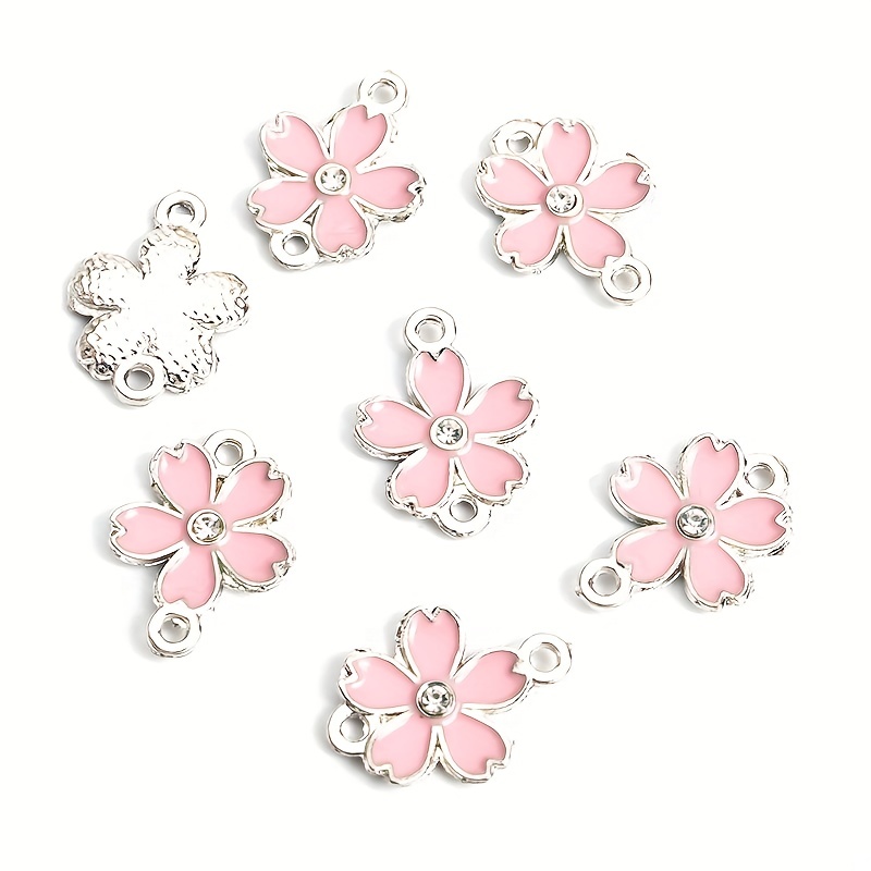 Rhinestones Inlaid Colourful Sakura Shape Enamel Connectors - Temu ...