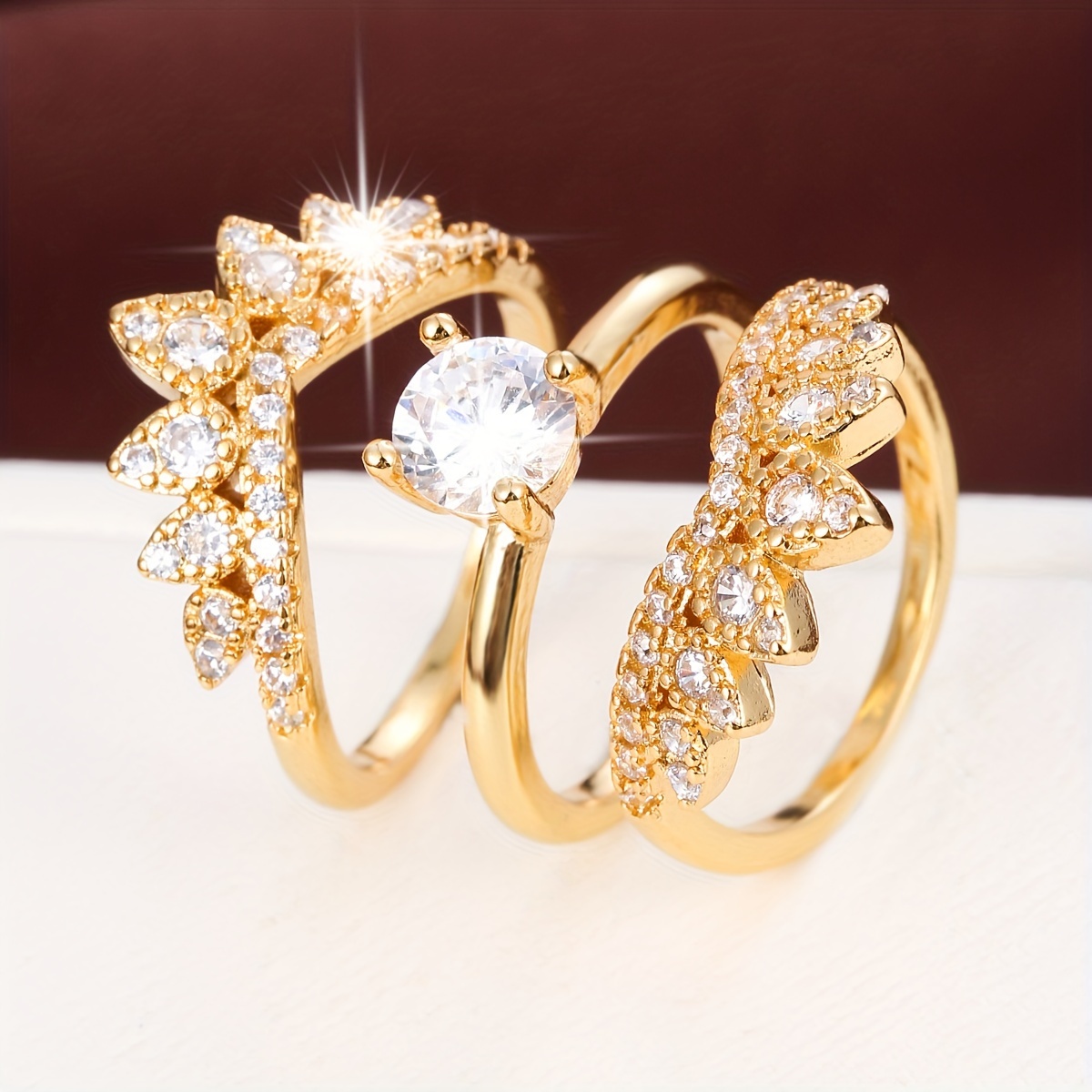 Exquisite Rings Set Copper Jewelry Embellished Shiny Zircon - Temu ...